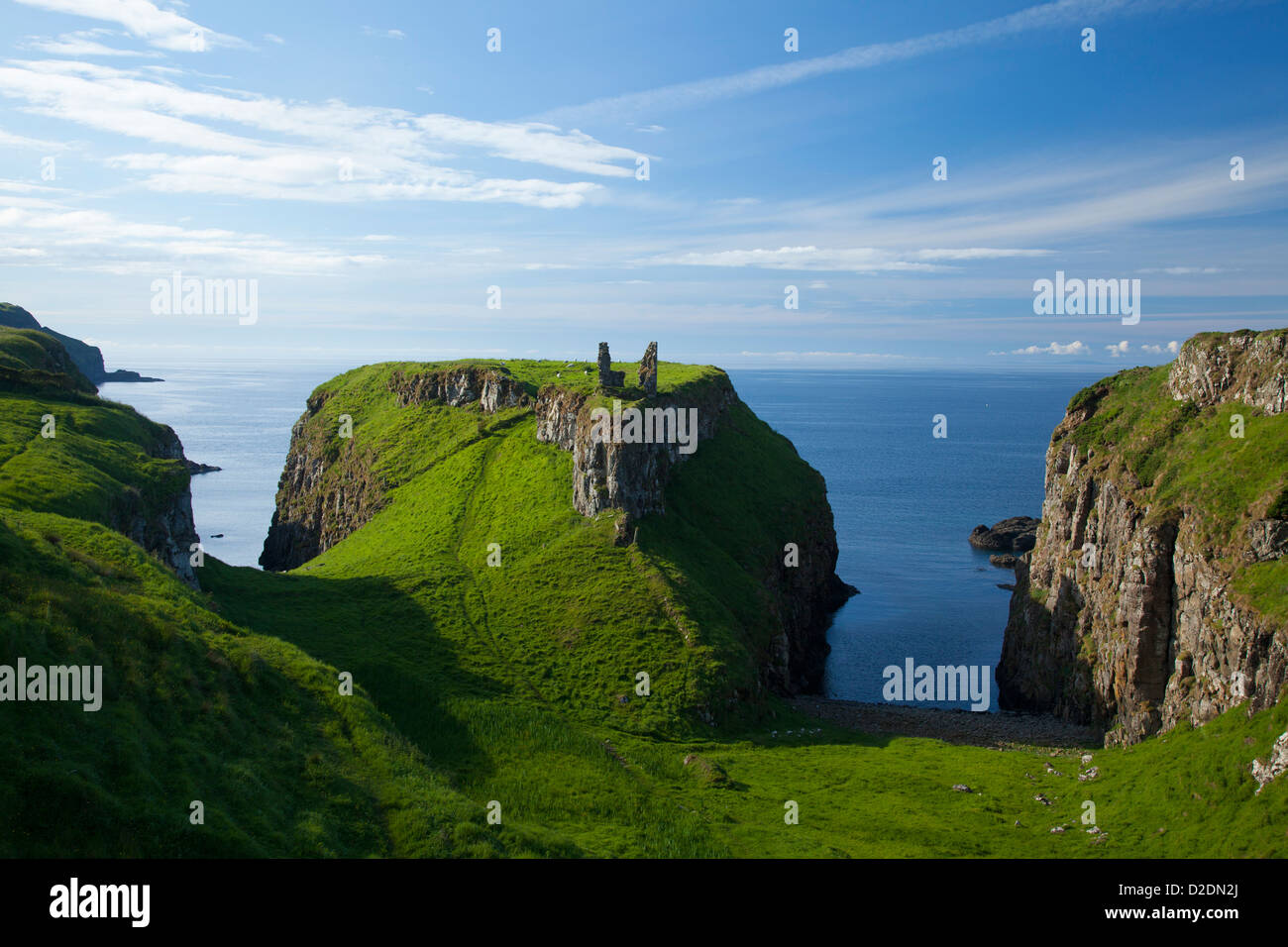 The ruins of 16th century Dunseverick Castle, Causeway Coast, County ...