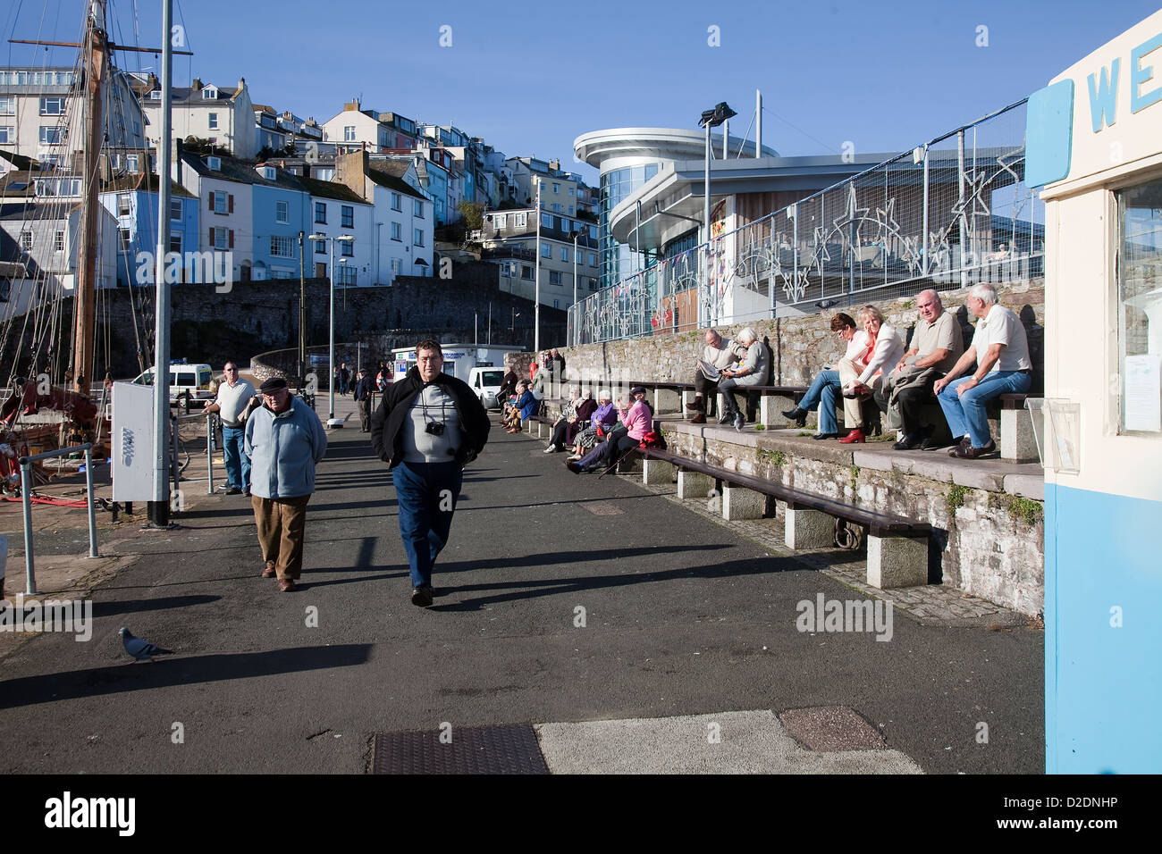 Brixham Harbour people Stock Photo - Alamy