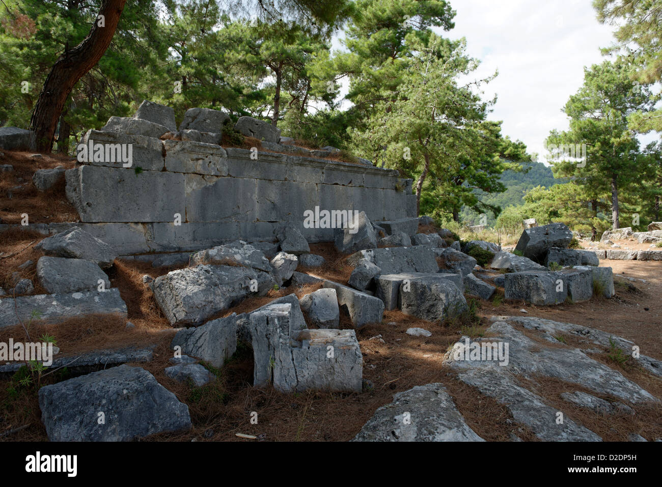 Pinara Lycia Turkey. View of a foundation ruins of a Hellenistic Temple ...