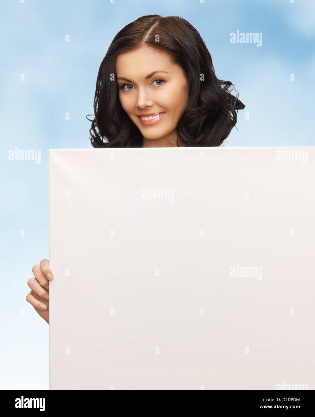 Woman with blank board hi-res stock photography and images - Alamy