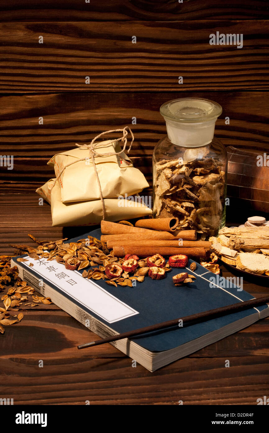 Various Chinese medical herbs and medical instruments Stock Photo - Alamy