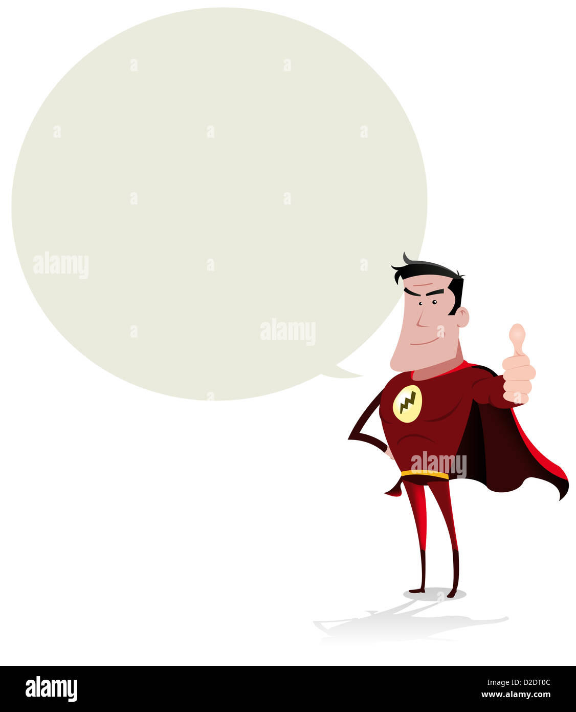 Illustration of a cartoon smiling super hero with speech bubble for ...