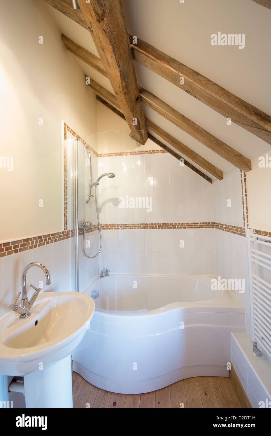 Beautiful contemporary bathroom in a recently renovated barn conversion ...