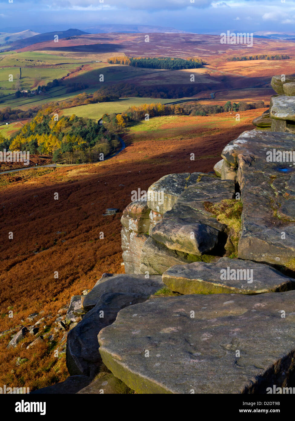 Stanage Edge in the Peak District National Park Derbyshire England UK a ...