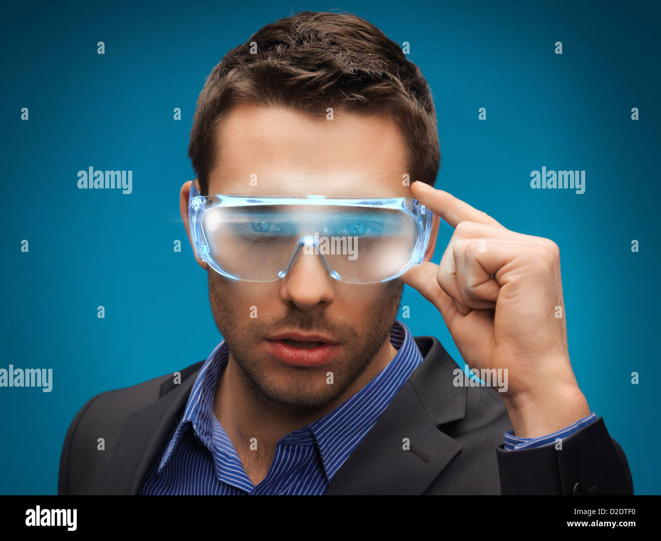 businessman with digital glasses Stock Photo - Alamy