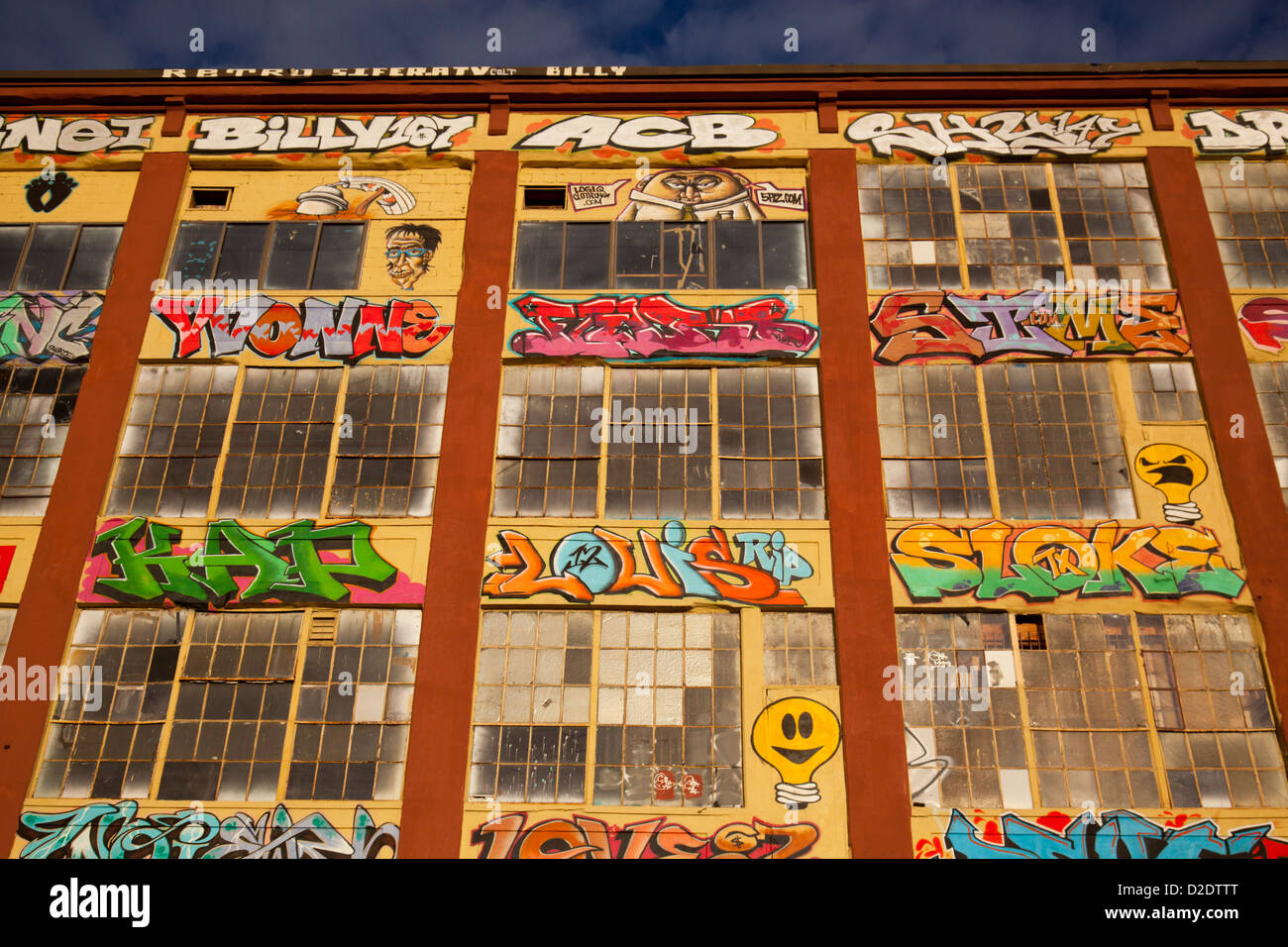 Graffiti art buildings five 5 points area neighborhood Stock Photo - Alamy