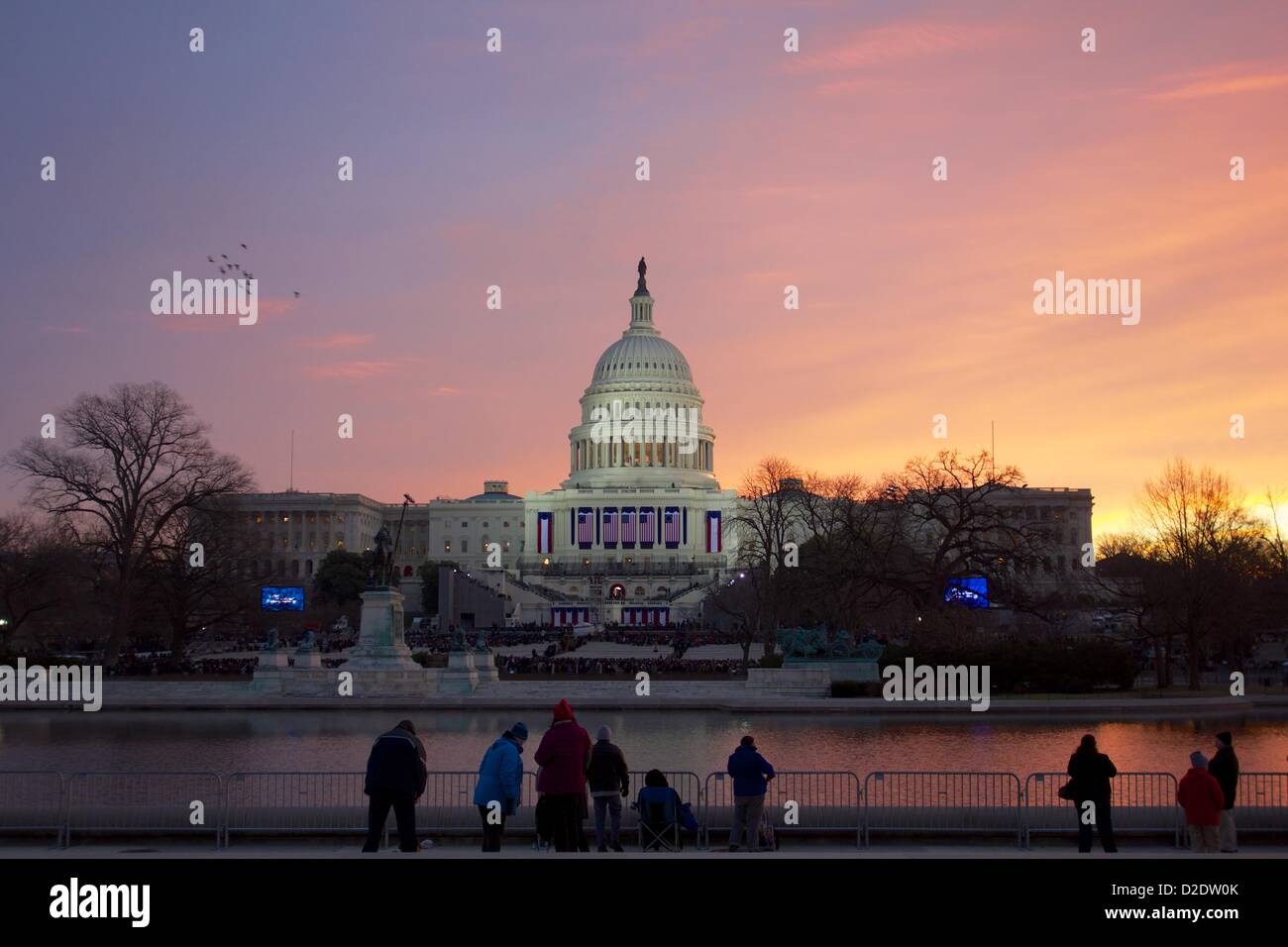 Washington DC. January 21, 2013, Dawn breaks over the U.S. Capitol ...