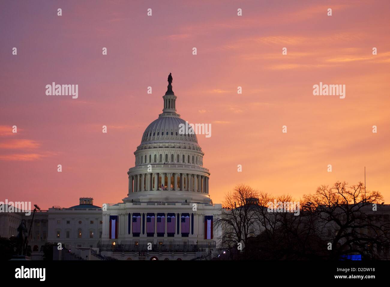 Washington DC. January 21, 2013, Dawn breaks over the U.S. Capitol ...