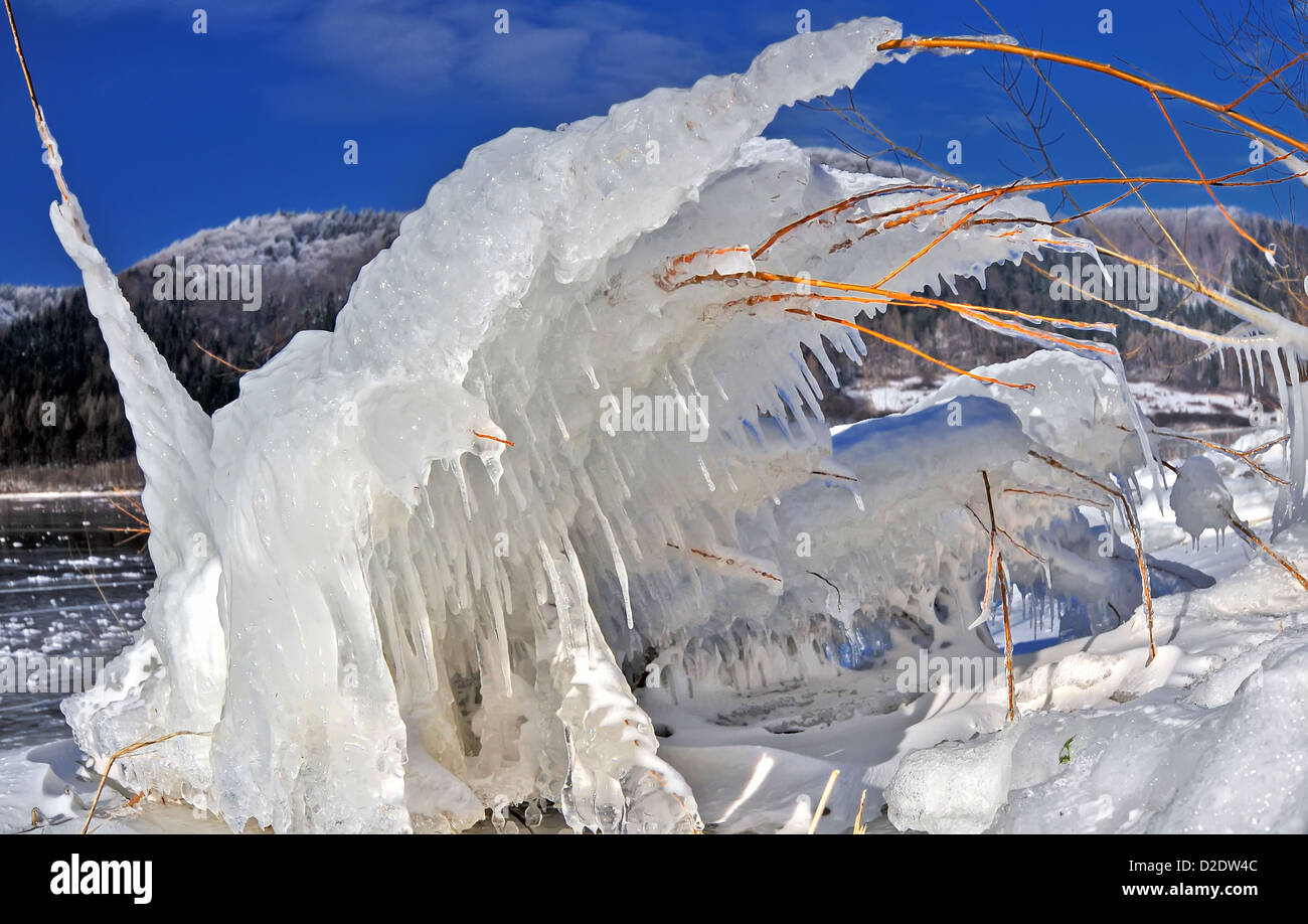 Amazing winter landscape, background froze ice form Stock Photo - Alamy