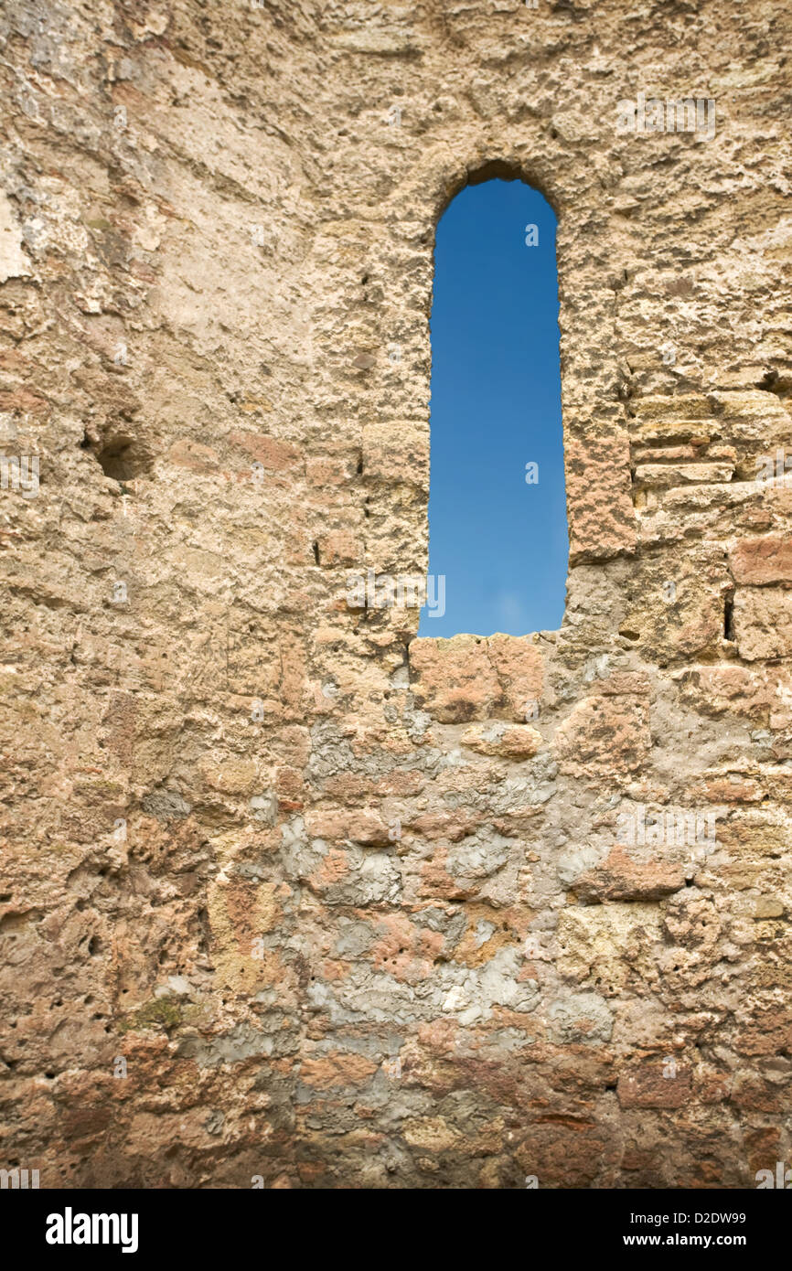 castle stone wall with a window Stock Photo - Alamy
