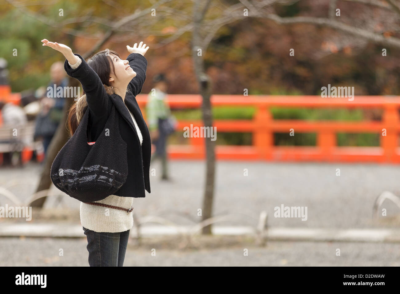 Japanese people praying at the Kurama temple, northen of Kytoto, Japan ...