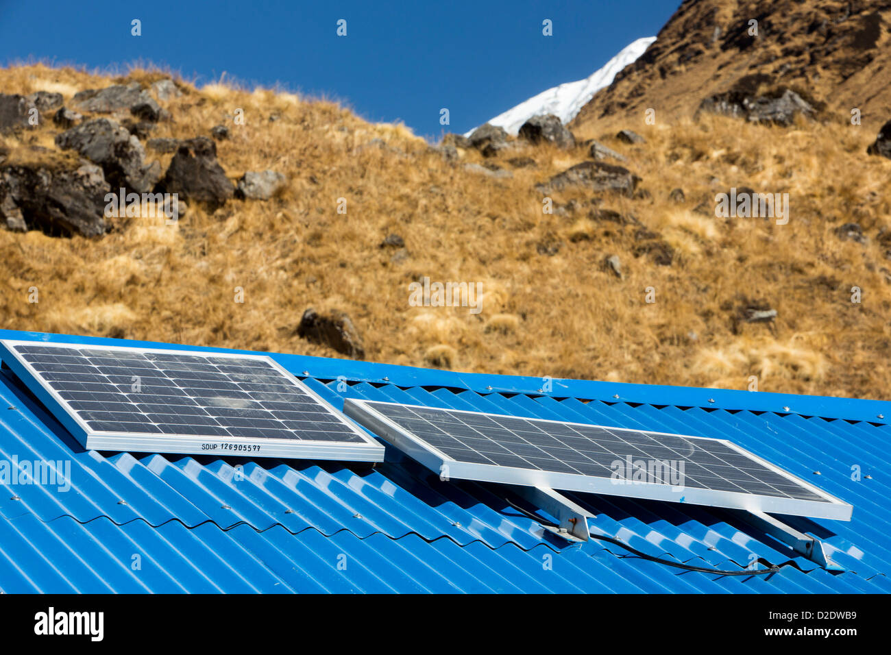 Solar photo voltaic panels on the rooftops of a Guest house at ...