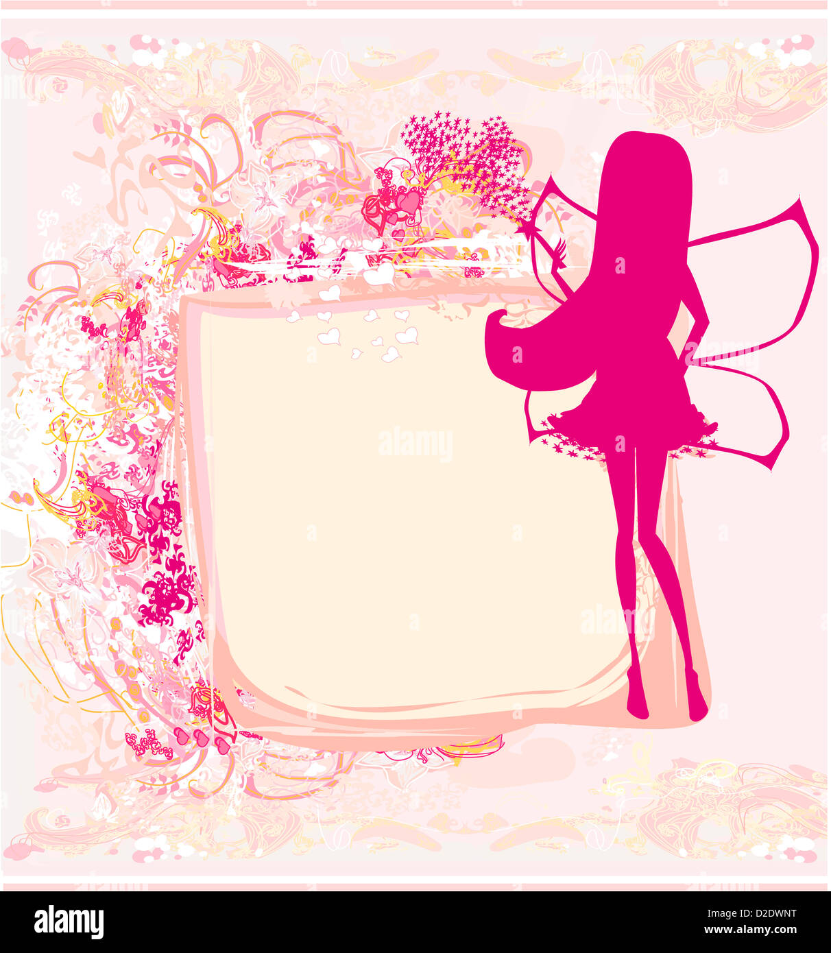 floral background with a beautiful fairy Stock Photo - Alamy
