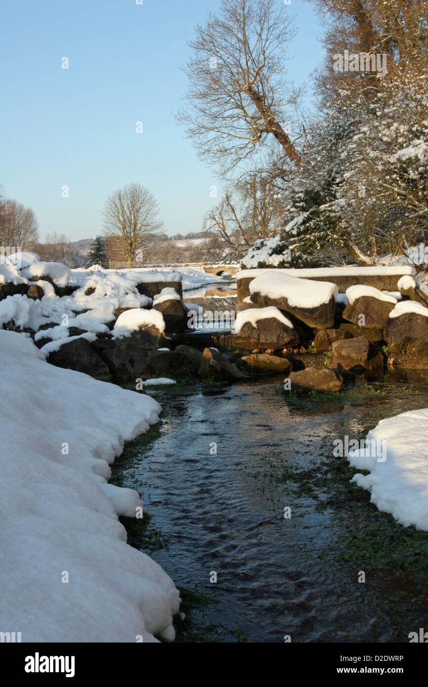 Winter waterfall and stream Stock Photo - Alamy