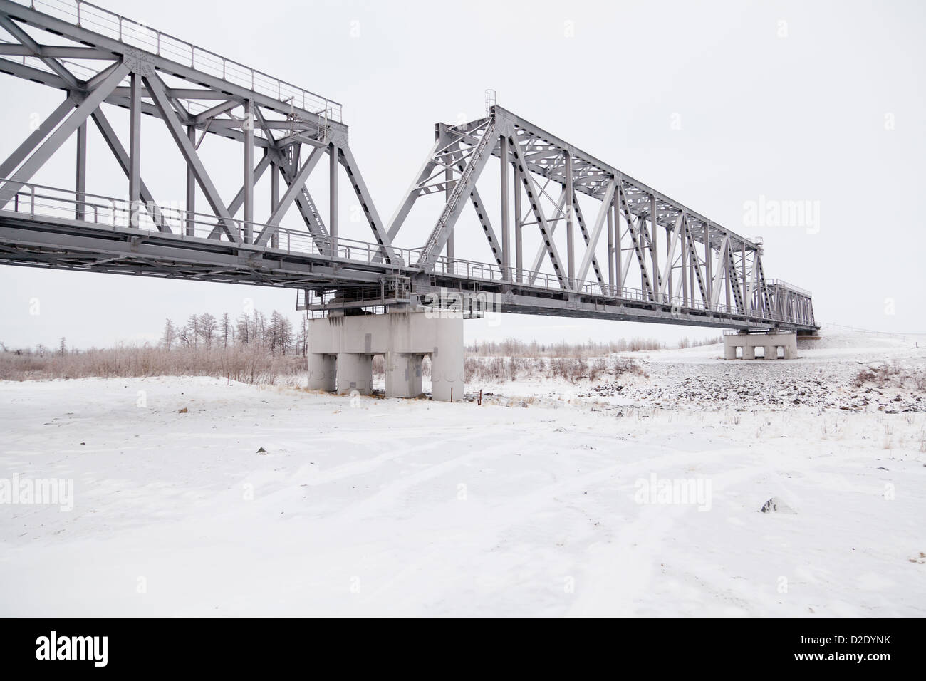 The Railway Bridge. Yamal, Russia Stock Photo - Alamy