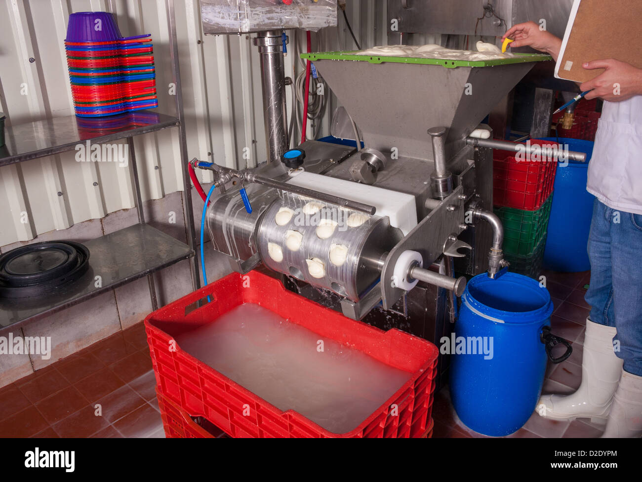 Temperature control during fresh cheese production Stock Photo - Alamy
