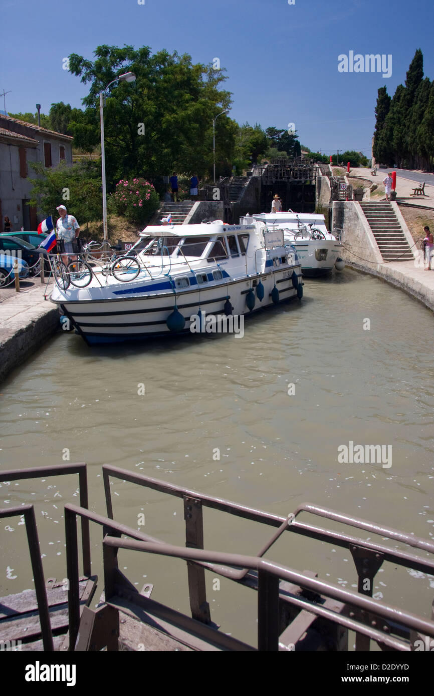 Fonseranes canal locks, Béziers, France. The series of seven locks on ...