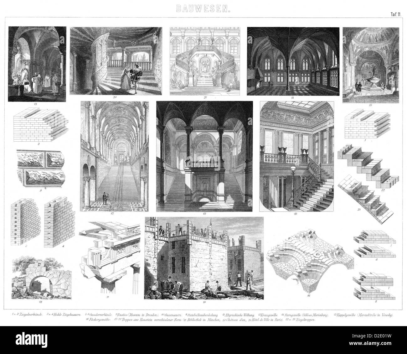 Vintage architecture pictures of stairs and their construction from the ...