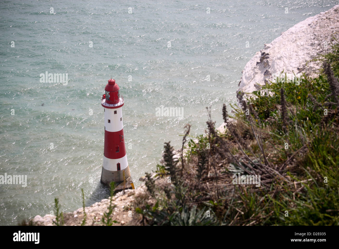 Beachy Head lighthouse from cliff top Stock Photo - Alamy