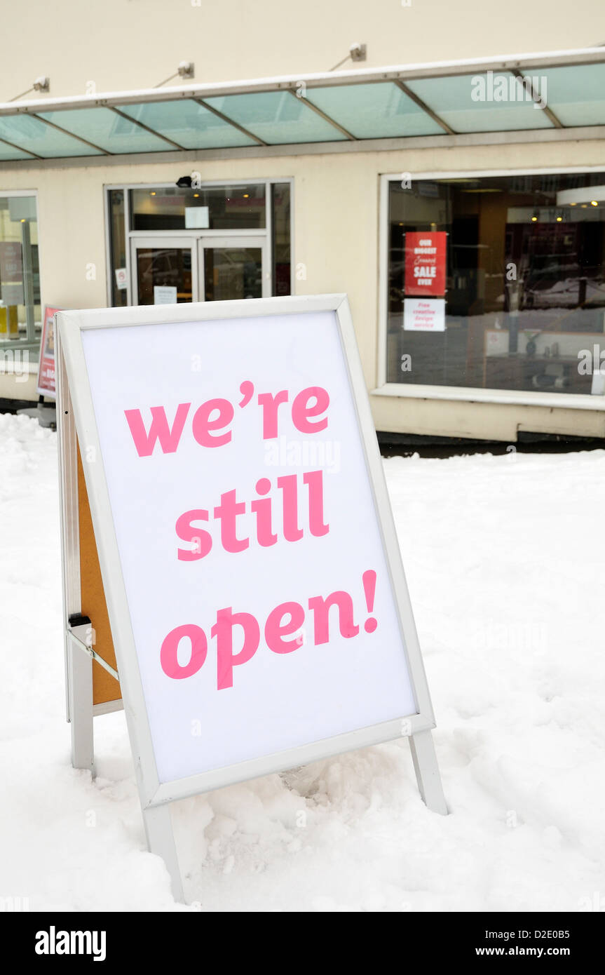 Were still open sign defiantly displayed outside a department store ...