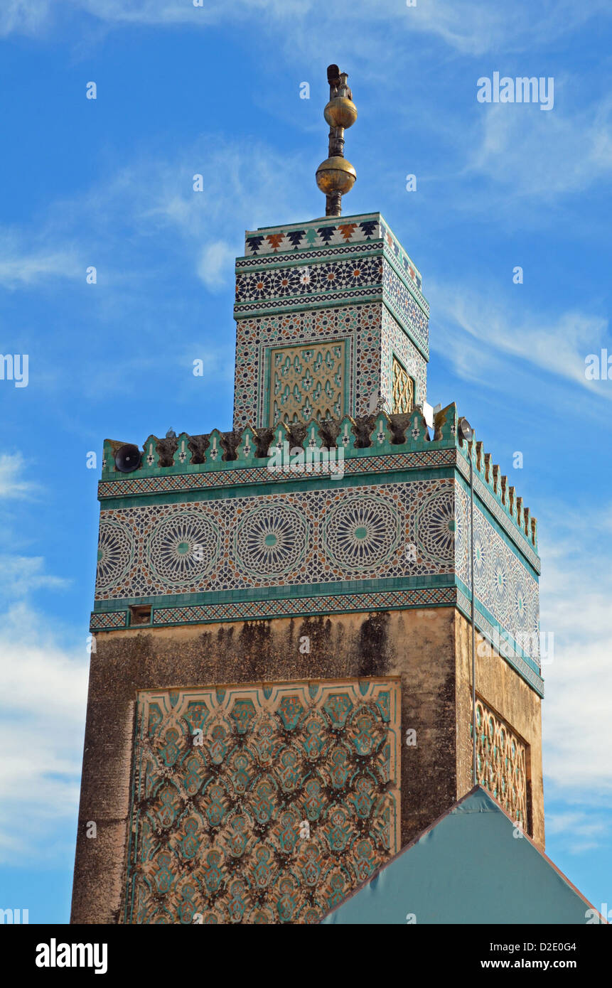 Medersa Bou Inania minaret in the medina, Fez, Fes, Morocco Stock Photo ...