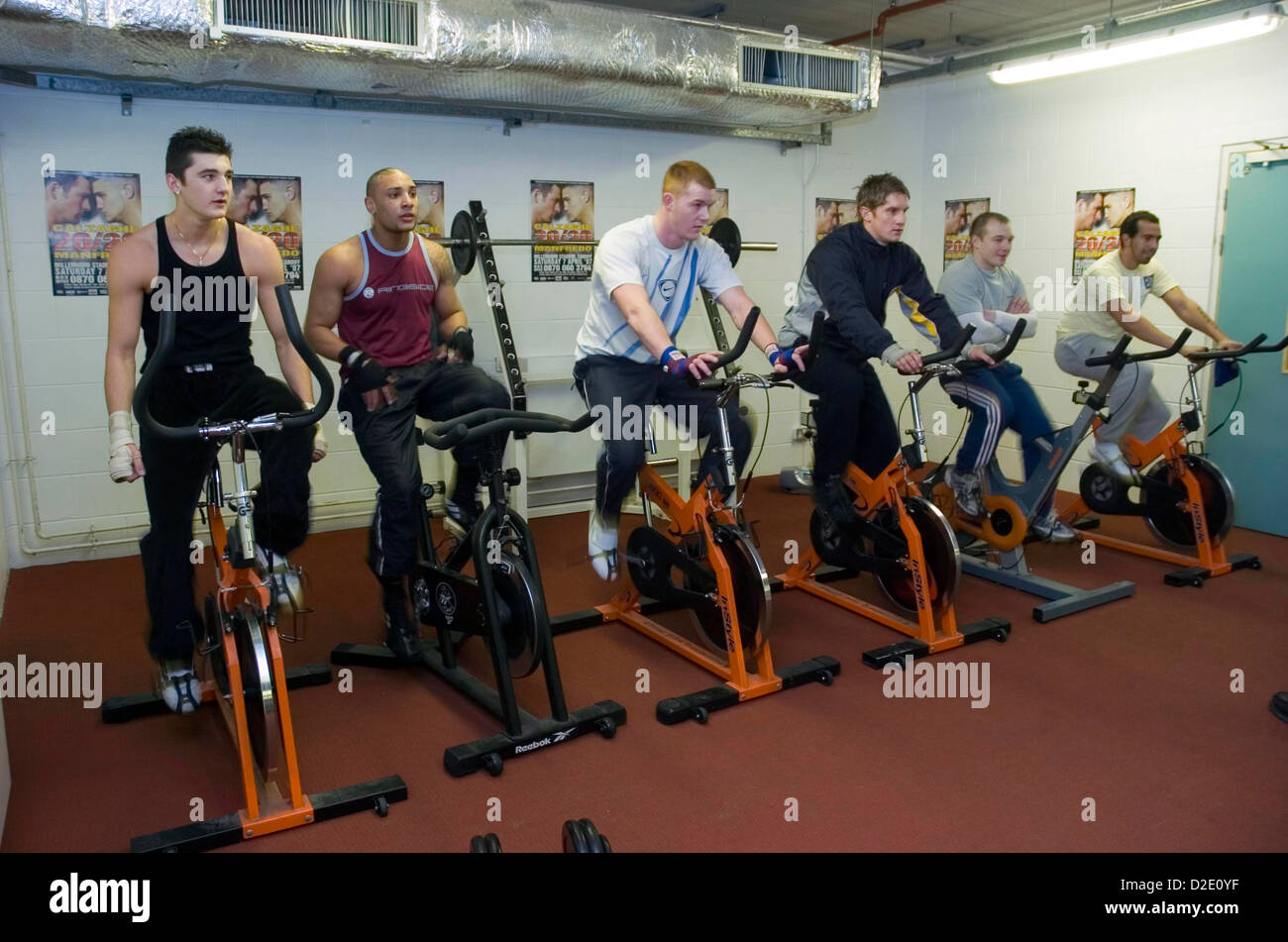 Welsh Boxer Nathan Cleverly (left) training at the Millennium Stadium ...