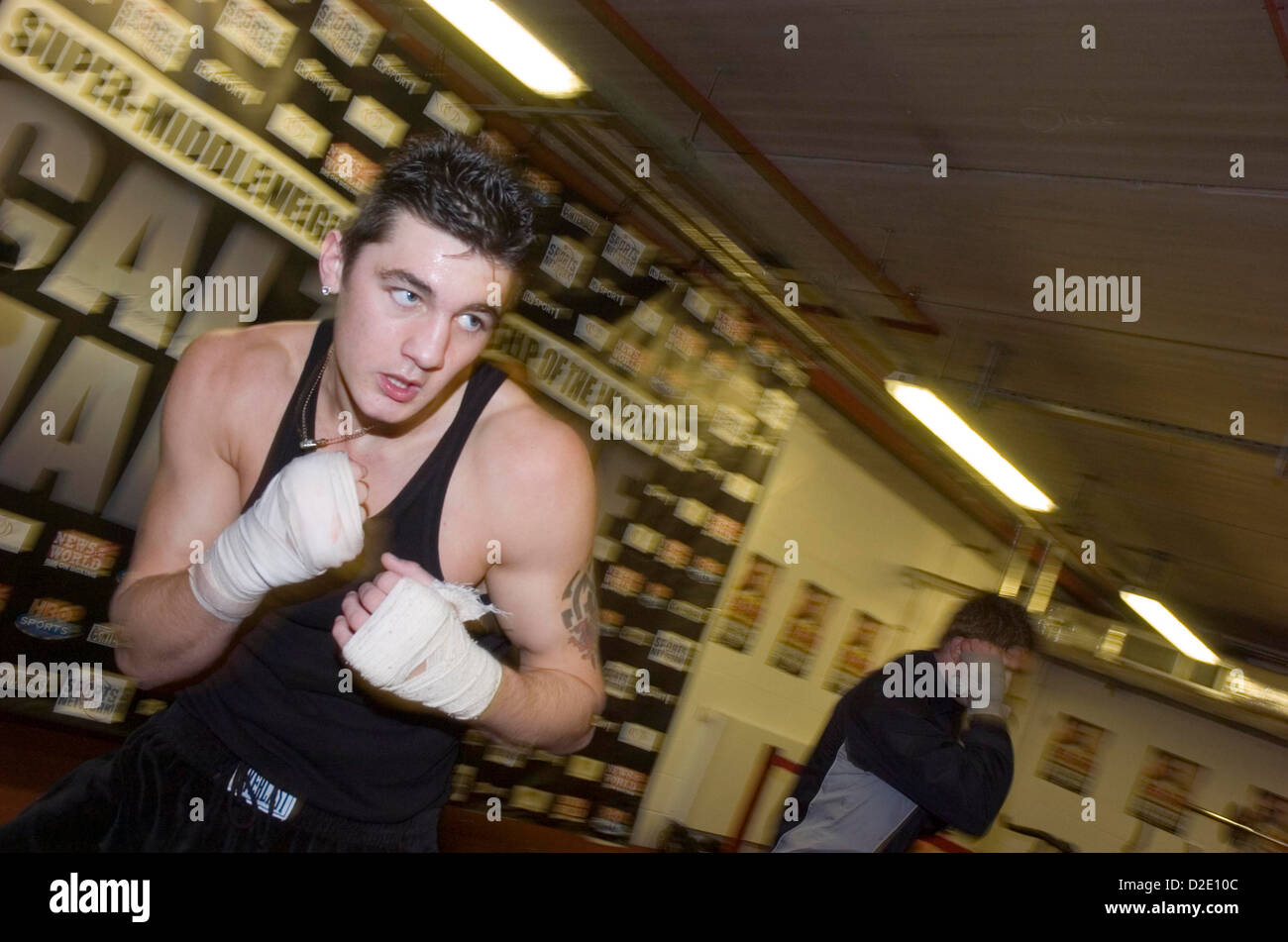 Welsh Boxer Nathan Cleverly training at the Millennium Stadium in ...