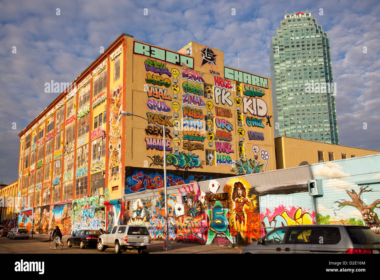 Graffiti art buildings five 5 points area neighborhood Stock Photo - Alamy