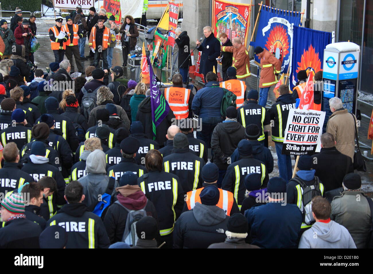 Firefighters protest outside London Fire Brigade Head Quarters as Fire ...