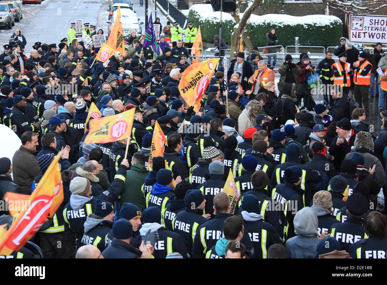 Firefighters protest outside London Fire Brigade Head Quarters as Fire ...