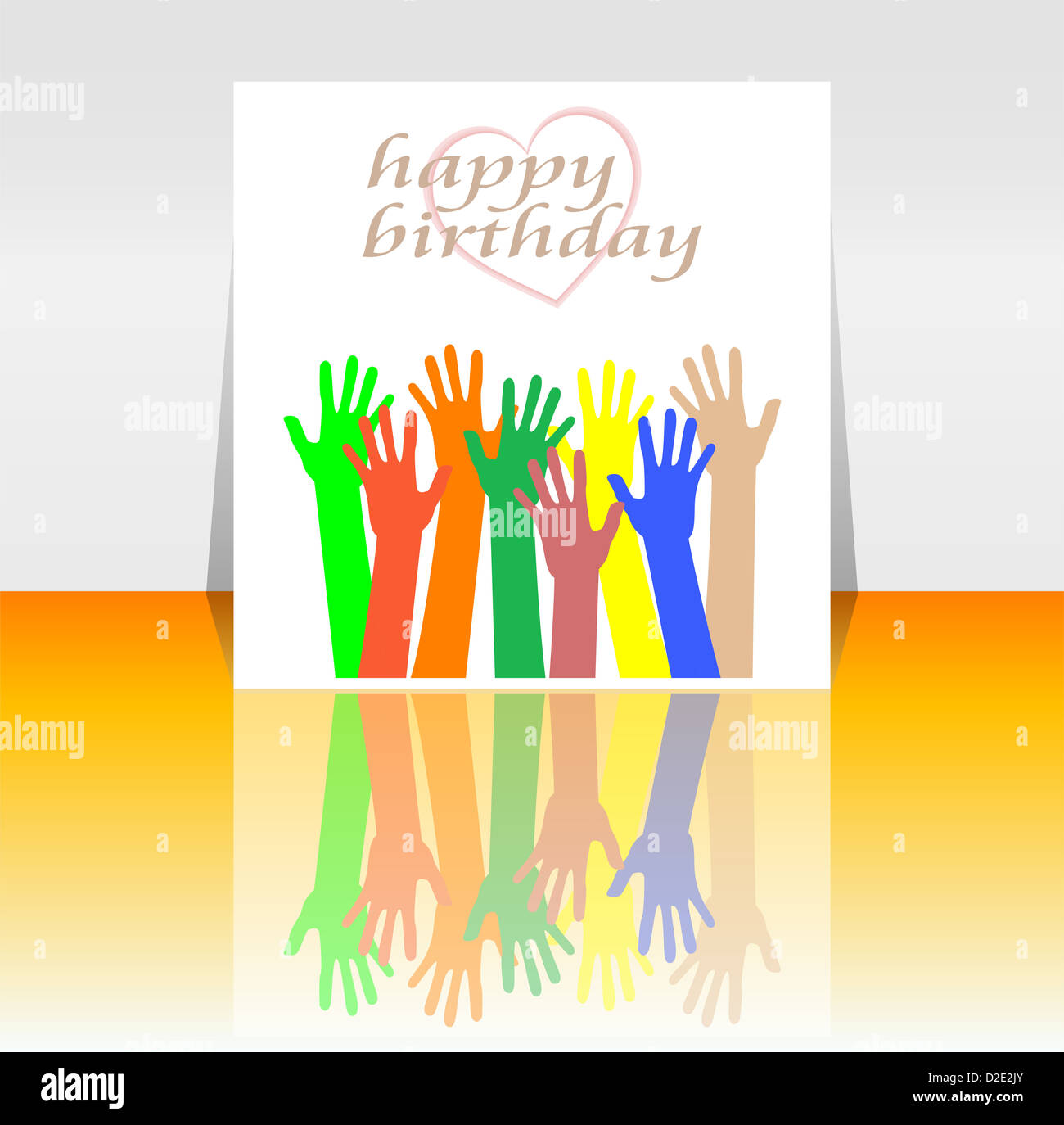 Excited hands happy birthday card design Stock Photo - Alamy