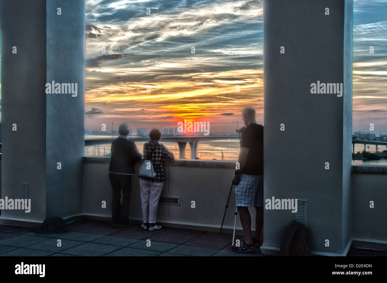 People enjoying the sunset on the roof of the Clearwater Public Library ...