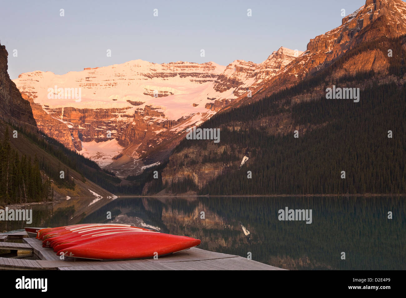 CANOE DOCK LAKE LOUISE VICTORIA GLACIER MOUNT VICTORIA BANFF NATIONAL ...