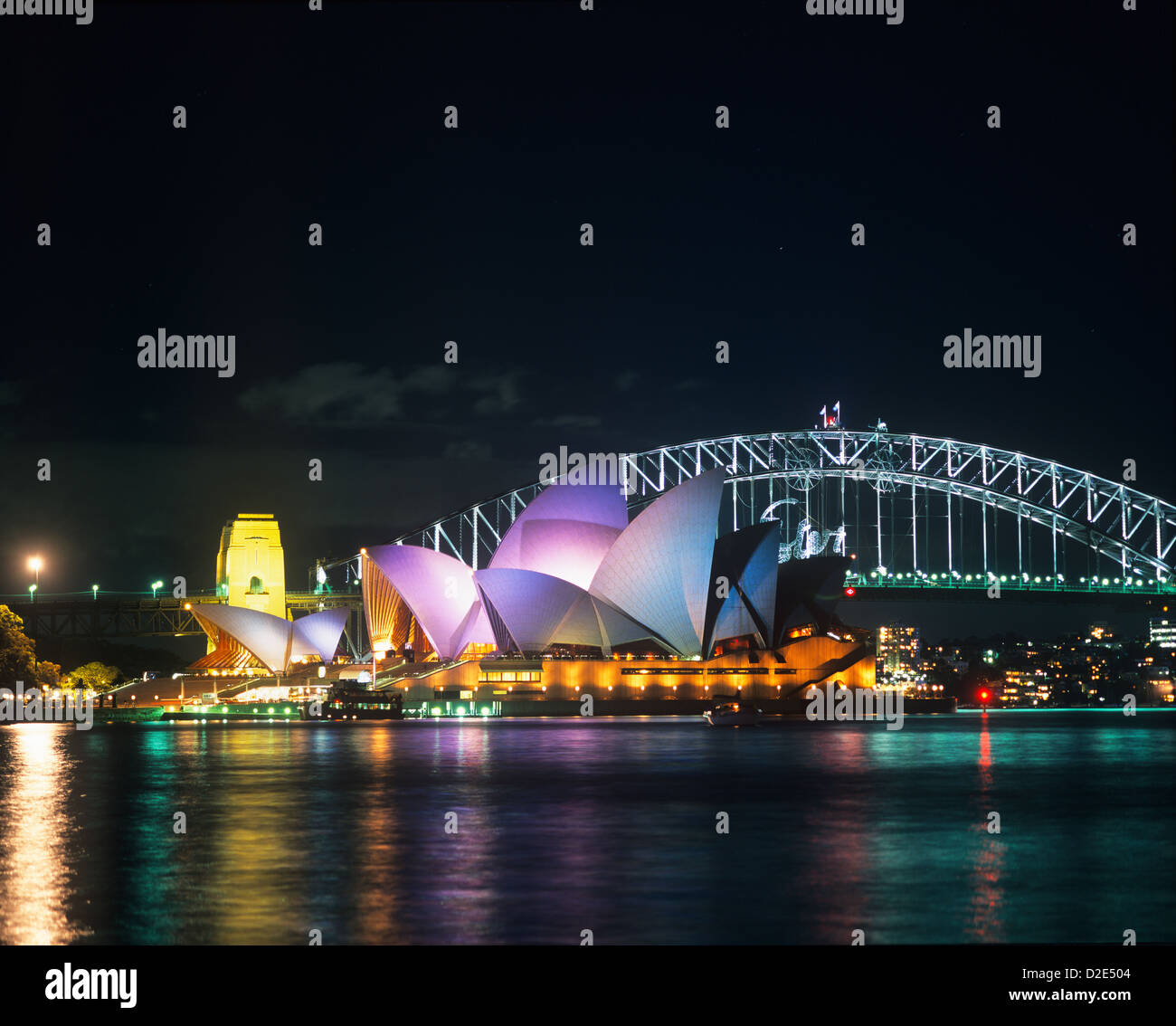 Sydney Opera House at night with illumination effects against the ...