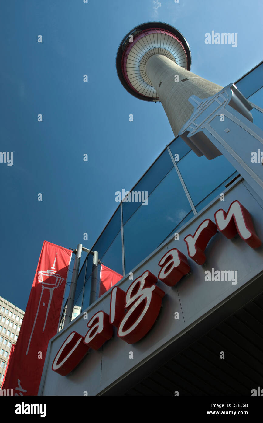 CALGARY SIGN CALGARY TOWER DOWNTOWN CALGARY ALBERTA CANADA Stock Photo ...