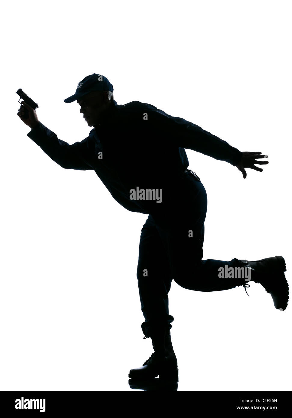 An american cop holding a gun hi-res stock photography and images - Alamy