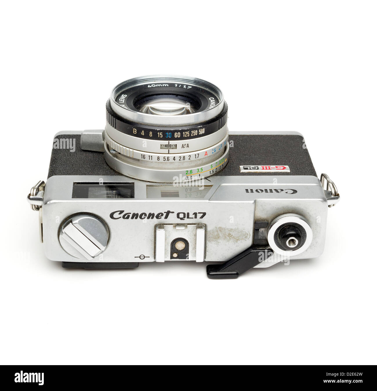 Top view of the Canon Canonet G-III QL rangefinder film camera isolated ...