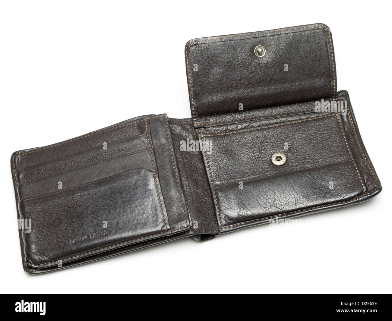 Empty leather wallet isolated on white background Stock Photo - Alamy