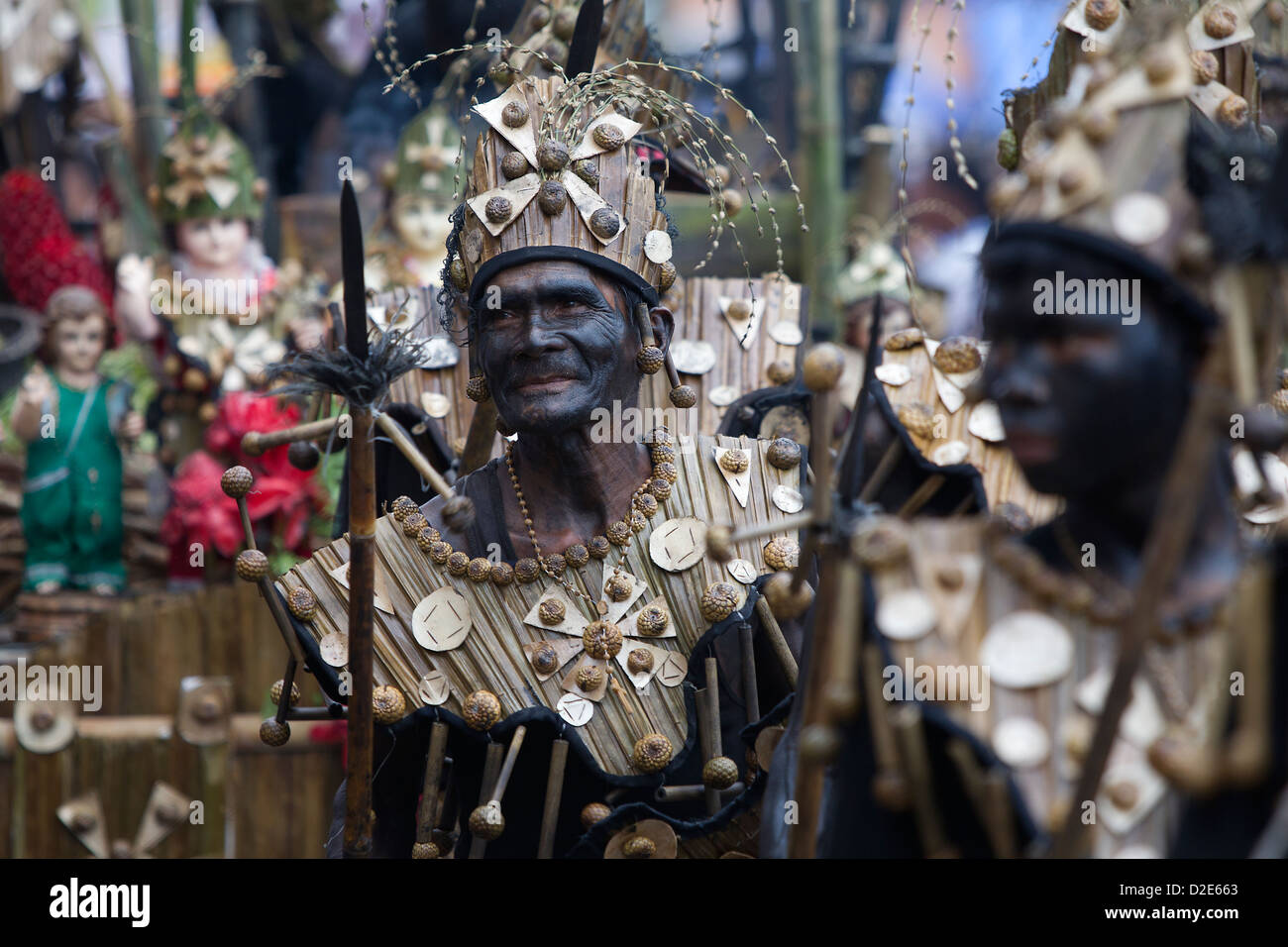 street dancers in tribal costume, Ati-Atihan festival 2013,Kalibo,Aklan ...