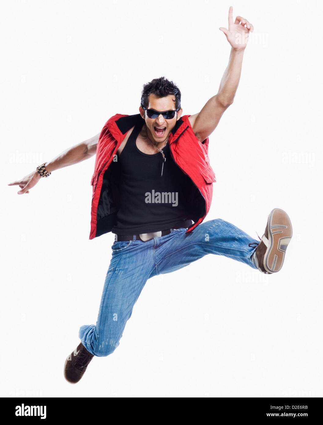 Close-up of a man jumping Stock Photo - Alamy