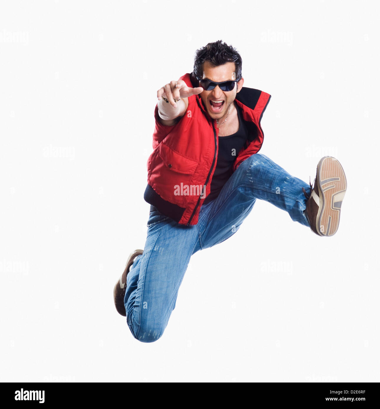 Close-up of a man jumping Stock Photo - Alamy