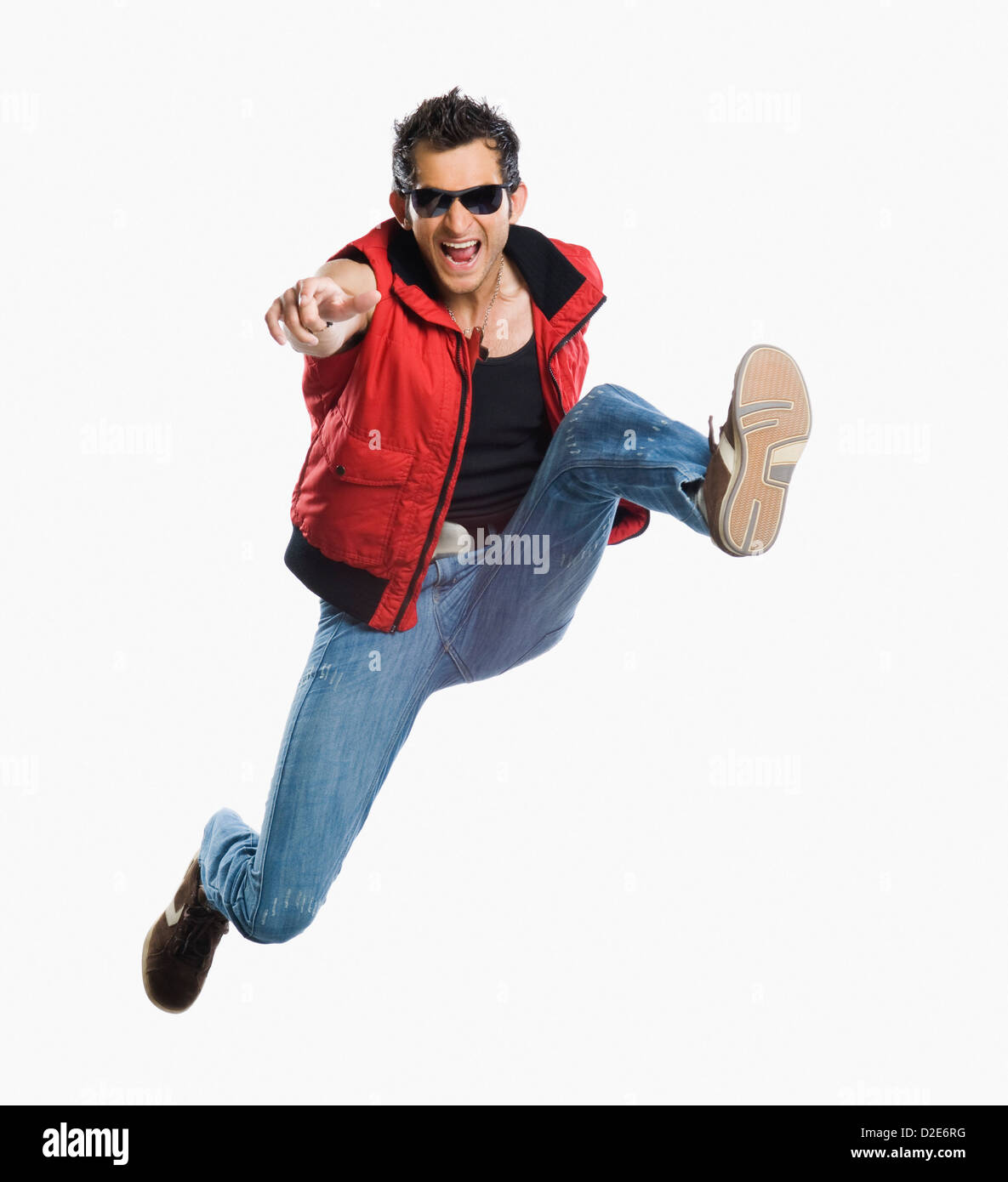 Close-up of a man jumping Stock Photo - Alamy