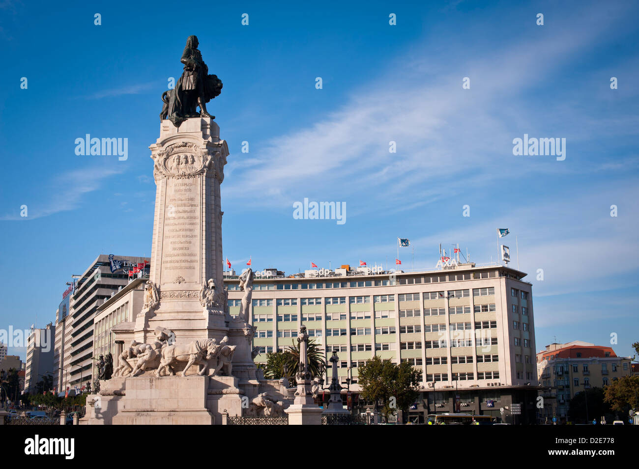 Marques de Pombal column and statue, Lisbon Stock Photo - Alamy