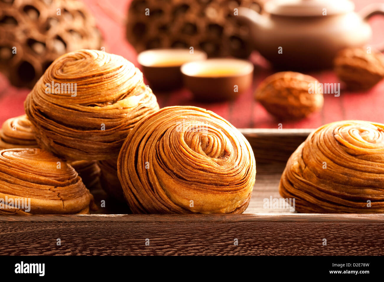 Chinese traditional food snail-shaped bun Stock Photo - Alamy