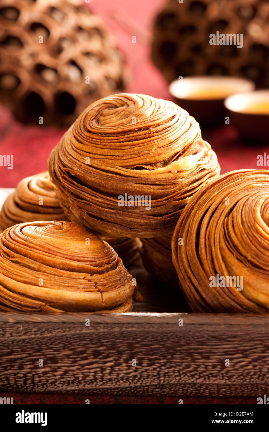 Chinese traditional food snail-shaped bun Stock Photo - Alamy