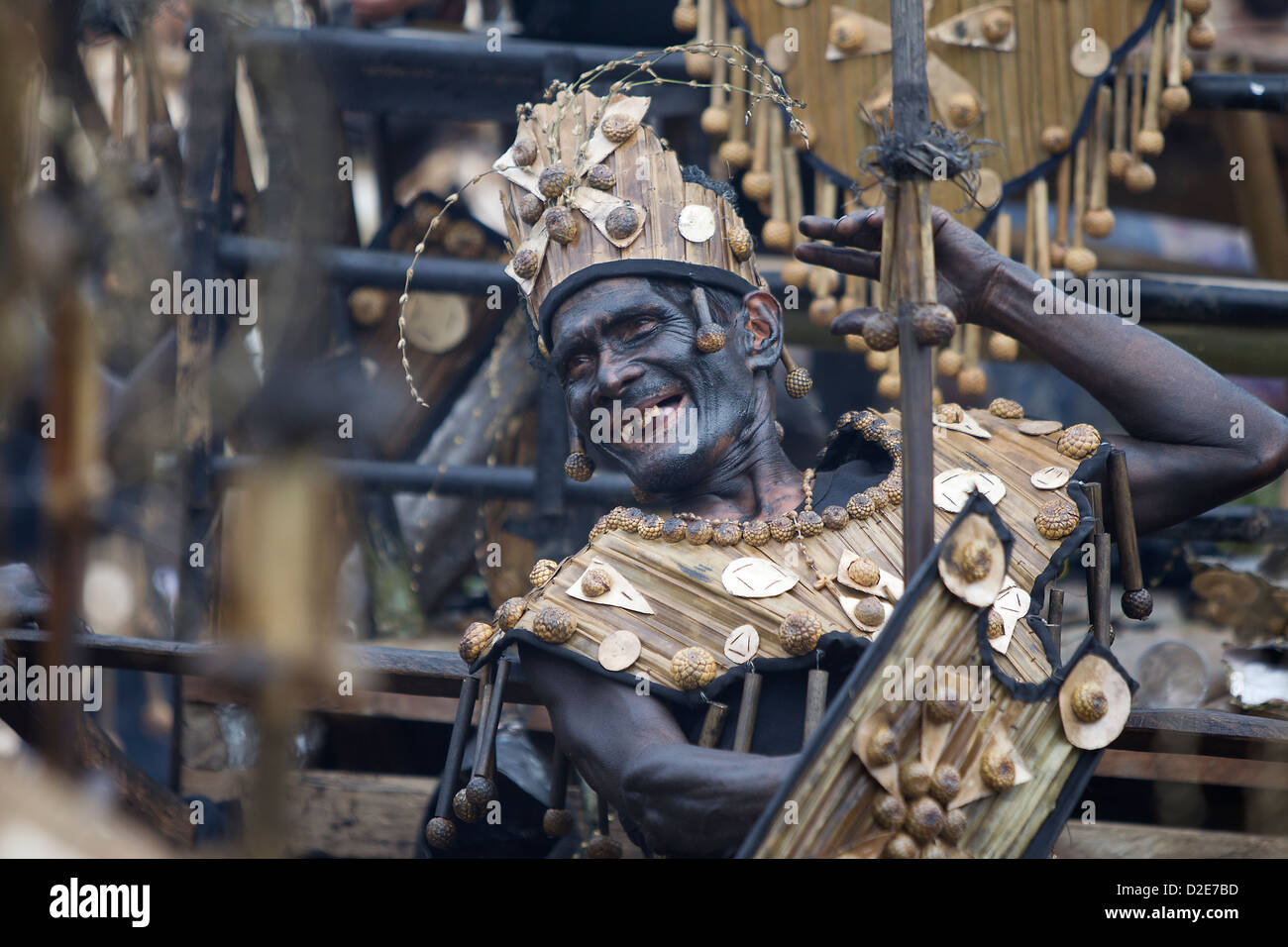 elderly man in tribal costume, Ati-Atihan festival 2013,Kalibo,Aklan ...