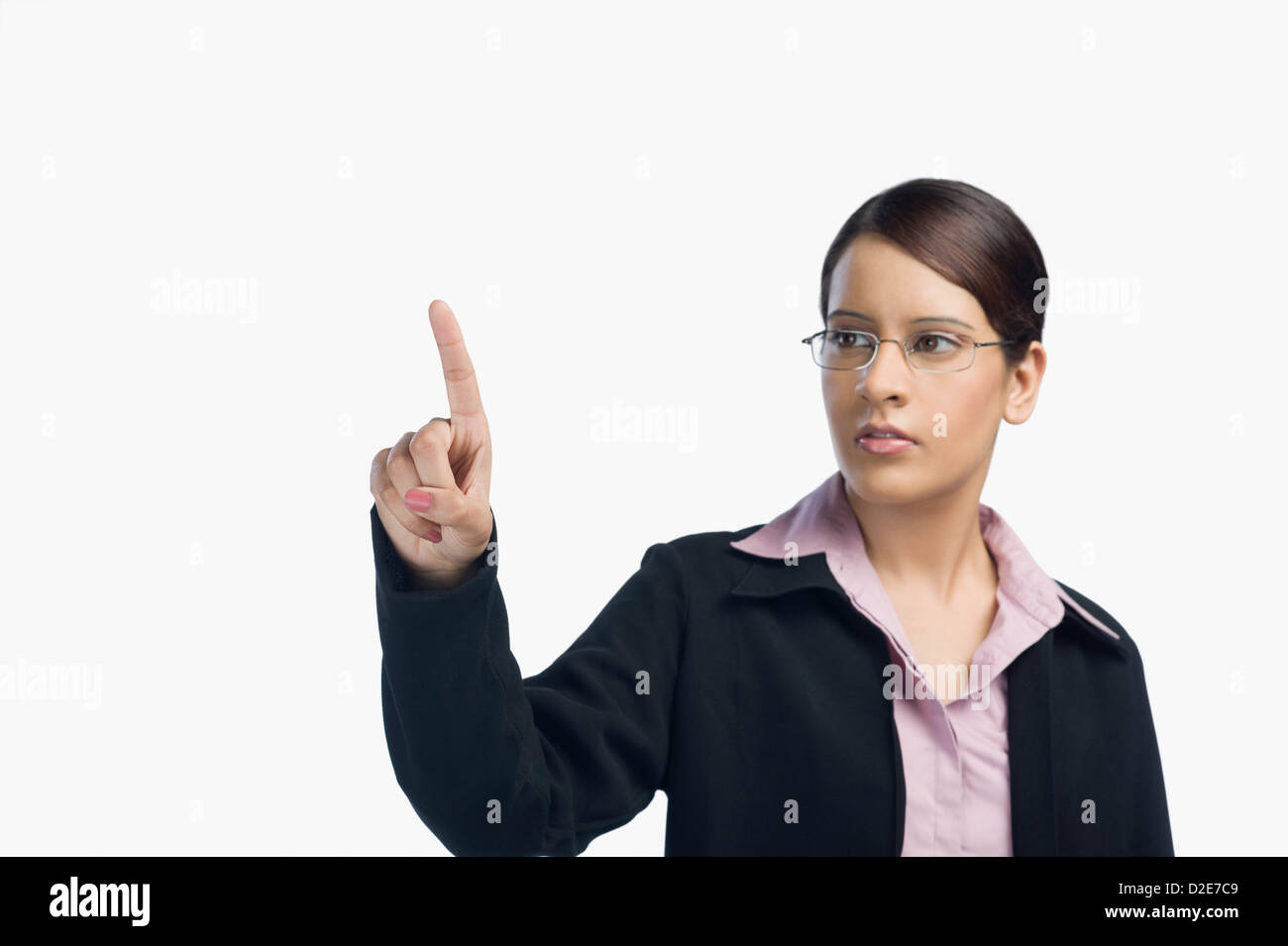 Finger pointing to the head Cut Out Stock Images & Pictures - Alamy
