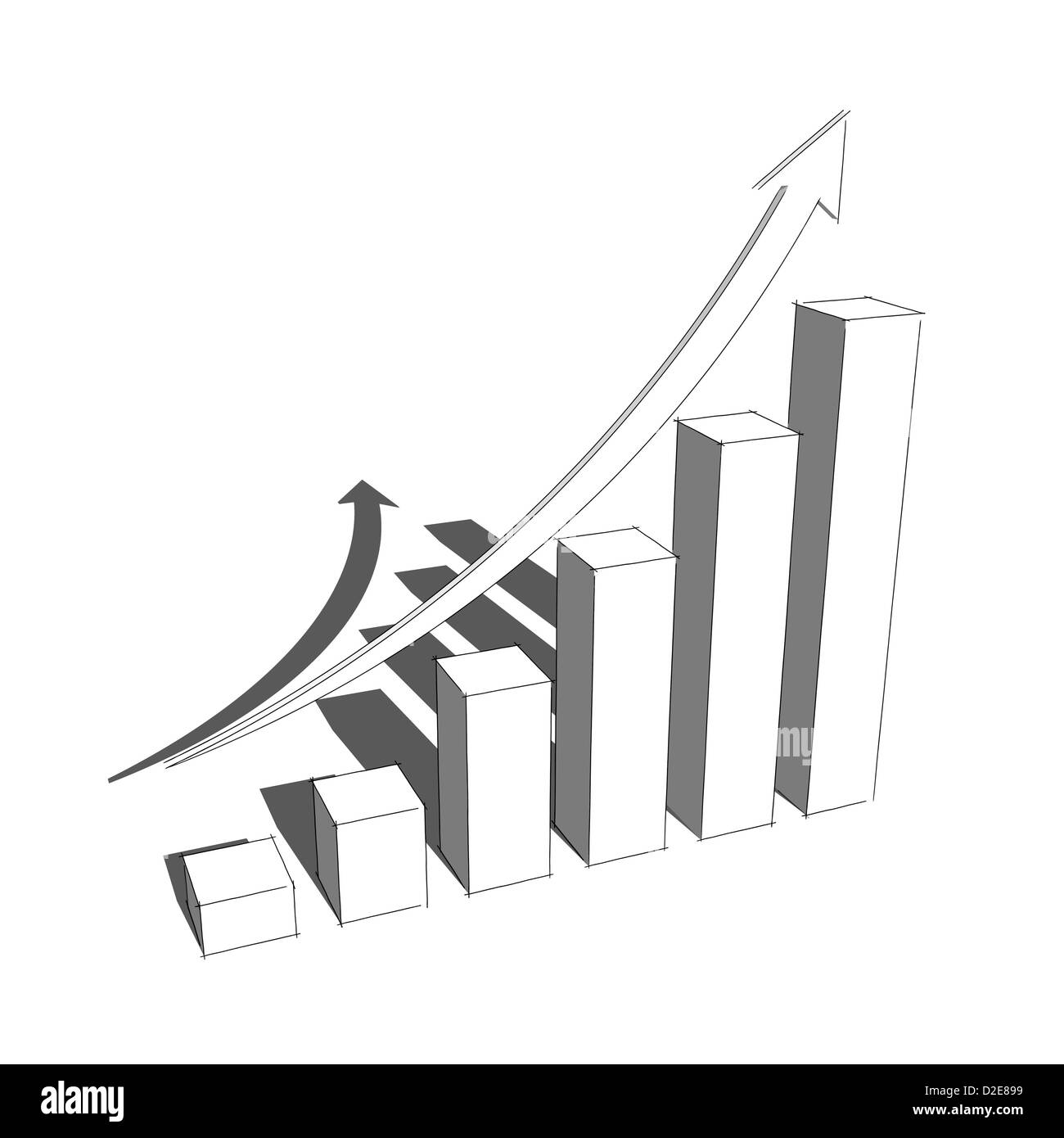 sketch of a bars graph, with an arrow going up Stock Photo - Alamy