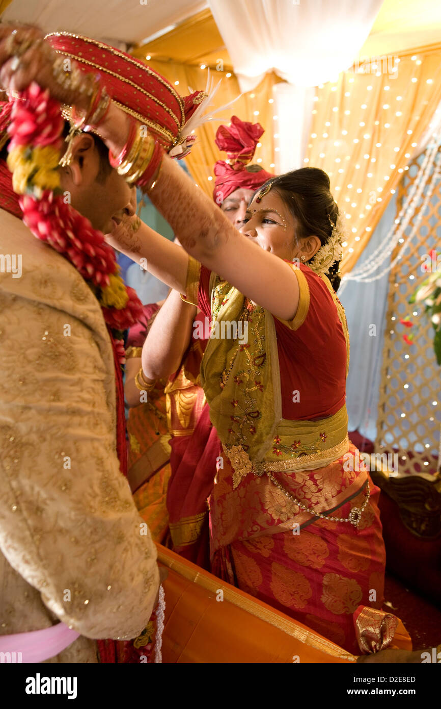 Scene during a traditional mixed Mangalorean and Punjabi Indian wedding ...