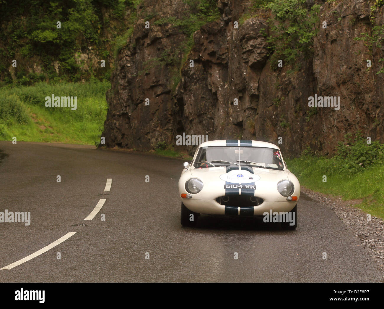 Classic cars in Cheddar Gorge on the 2010 Tour Britannia Stock Photo ...